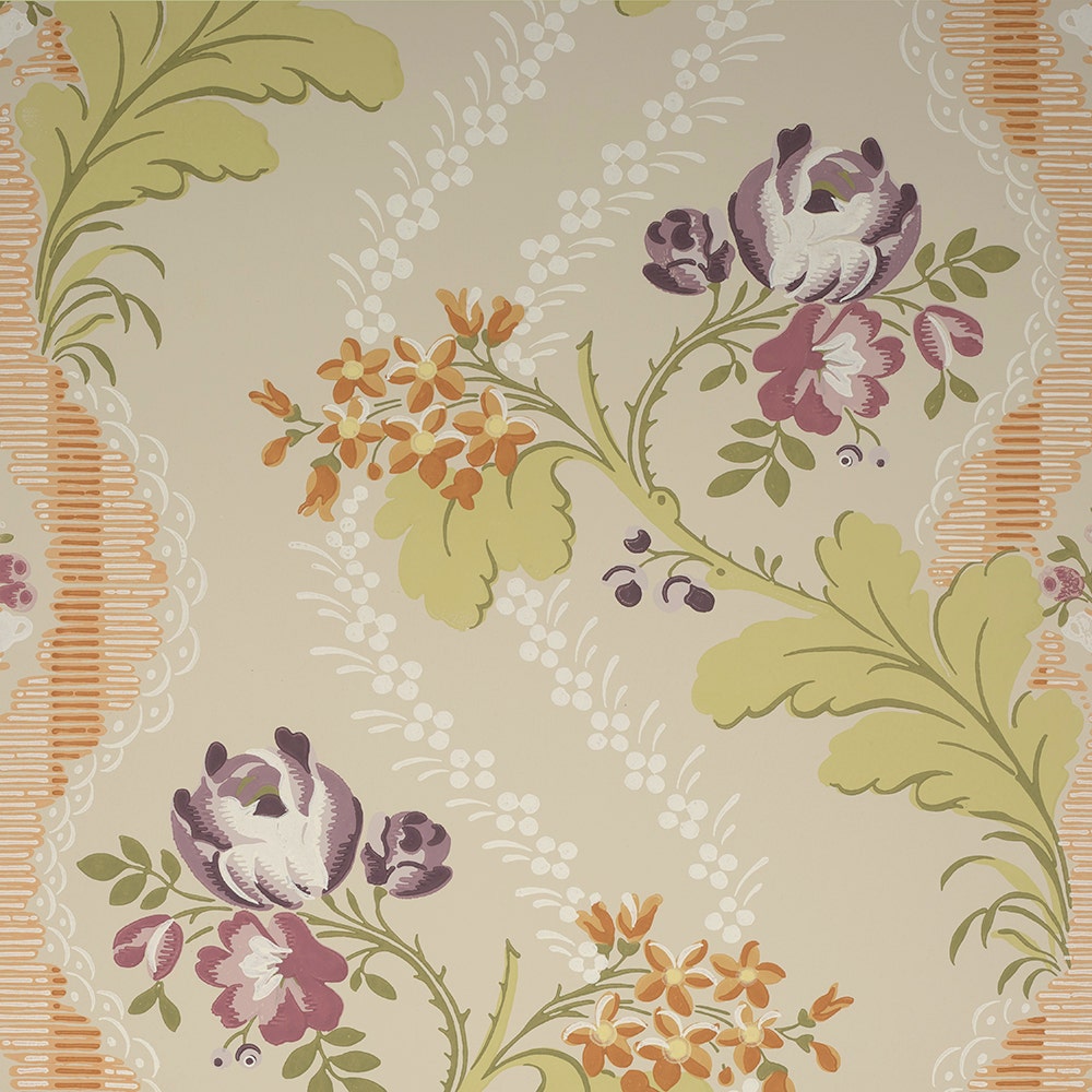 Roseanna Wallpaper - Purple/Mandarin – Wells Abbott | To The Trade